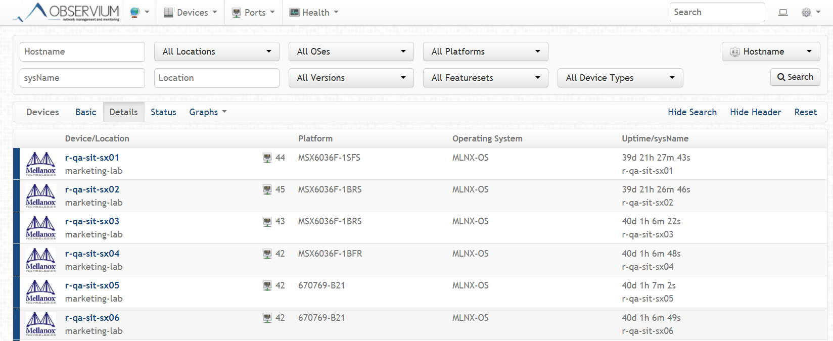 Howto Monitor Mellanox Switches Using Observium