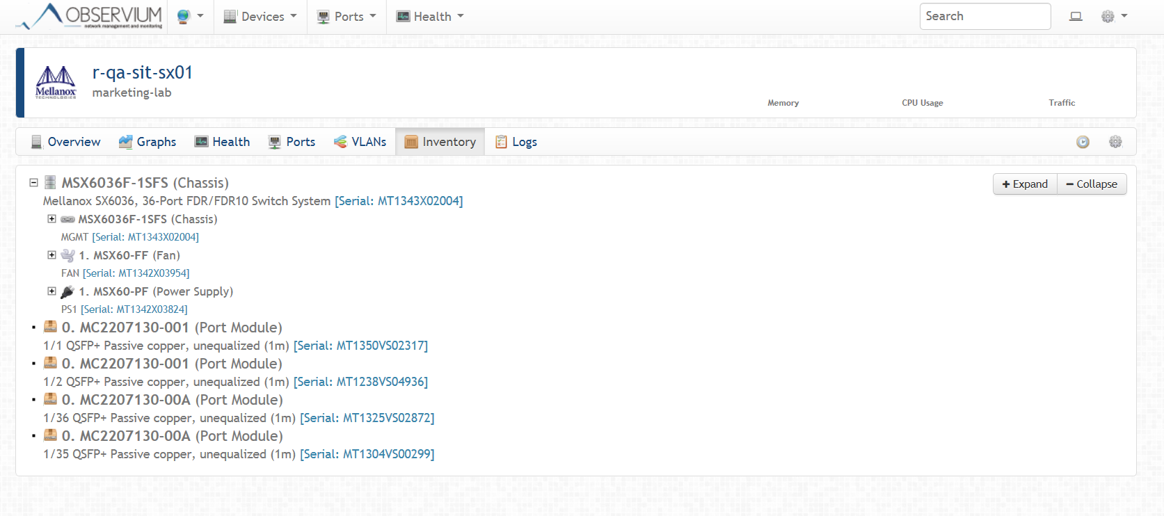 Howto Monitor Mellanox Switches Using Observium