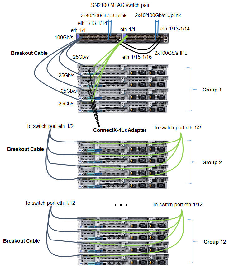 Rack Solution Using Sn2100 Mlag Switch Pair And Connectx 4 Lx